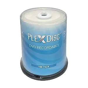 PlexDisc DVD+R 4.7GB 16X White Inkjet Printable Hub Printable - 100pk Cake Box (FFB) 63C-215-BX, 100 pieces