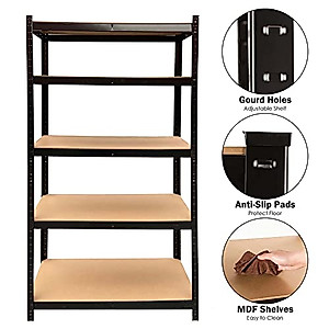 5-Tier Heavy Duty Metal Shelving, 66" x 30" x 12" Racking Storage Unit with Adjustable Shelves, 385LB Capacity Per Shelf, Garage Storage Shelving Units, Boltless Shelving Unit for Free Combination