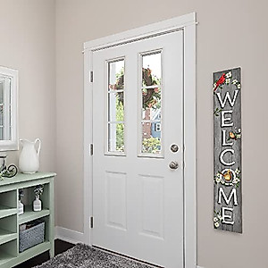 My Word! Welcome w/Pair of Cardinals - Tall Outdoor Welcome Sign / Porch Leaner for Front Door, 46.5" Welcome Sign for Standing Front Porch Decor - Tall Vertical Rustic Farmhouse Home Decor Welcome Porch Sign, Spring Summer Porch Decor