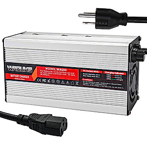 WAOUKS 72V 6A Charger 72V 82.8V Lead Acid Battery Charger DC Plug 3pin C13 N+L- Used for 72V Lead Acid AGM Gel VRLA OPZV Battery Full Charged 72V Smart Charger