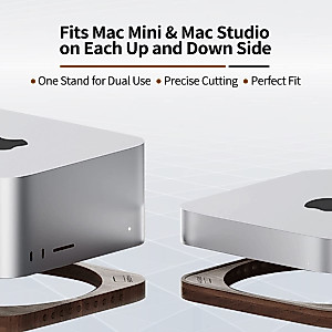 Hazevaiy Wood Stand for Mac Mini and Mac Studio,Walnut MacMini/MacStudio Accessories,Handmade Mac Desktop Stand Holder Dustproof Heat-Disspation Mount (Black Walnut)