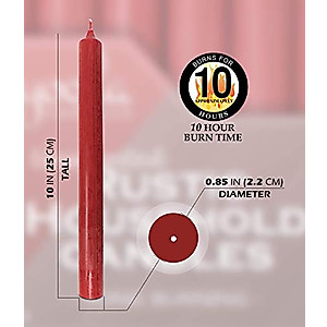 Hyoola 10 Inch Dinner Candles - 12 Pack - Red Tall Candles - Unscented Rustic Candles - Long Burning Candle Sticks