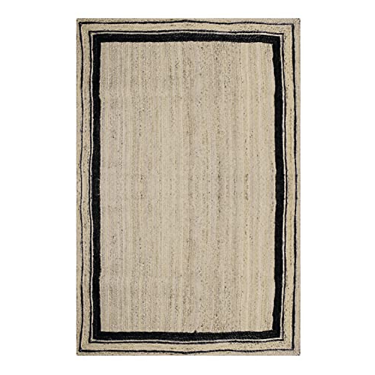 Casavani Indian Hand Braided Rag Rug Geometric Beige & Black Jute Area Rug Hallway Enterway Rugs For Farmhouse,Bedroom,Dining Room & Kitchen 4x6 6x8 4x10 Feet Runner