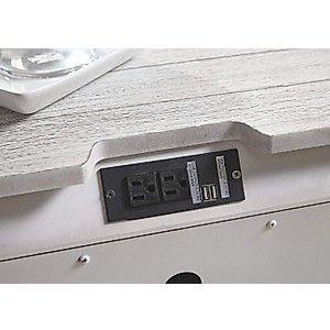 Signature Design by Ashley Brashland Farmhouse 3 Drawer Nightstand with Dovetail Construction, 2 Electrical Outlets & 2 USB Charging Ports, Textured White