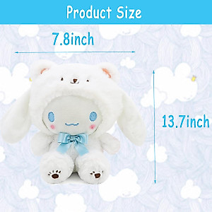 13.7" Cute Anime Plush Doll, Lovely Plush Stuffed Animal, Anime Cute Soft Plush Figure Toy, Pillow Plush Gift Filler Birthday Gift for Kids (White-Cinna)