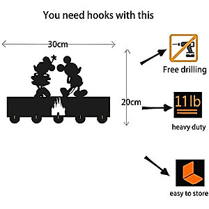 Mick Door Hooks,Disney Mickey Mouse Cartoon Animation Coat Hooks,Key Holder,Key Hanger for Wall、Entryway and Living Room ,Gift,5 Hooks Holder (a3)