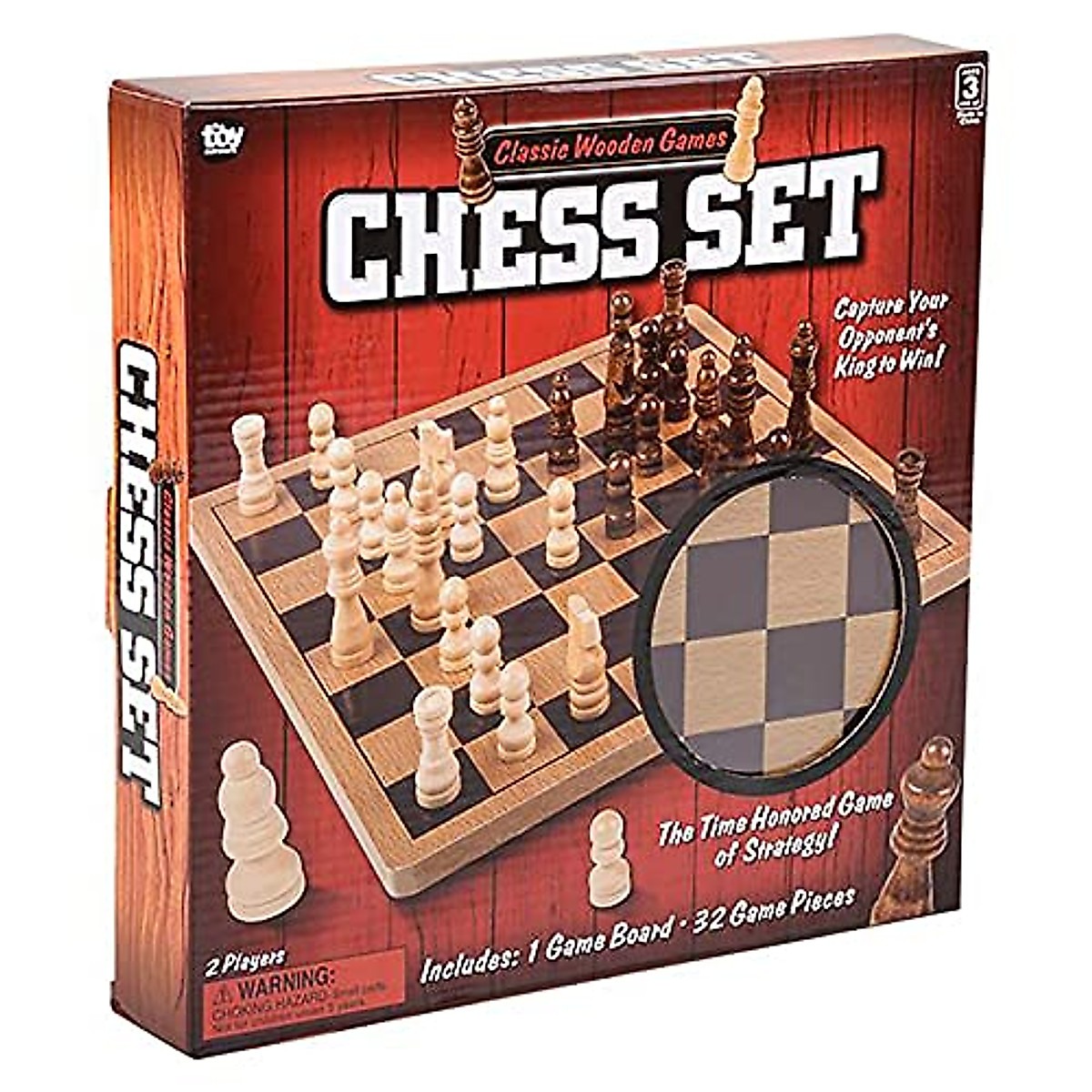 Classic Wooden Board Games, Great for Prizes, 10" (10" Wooden Chess)