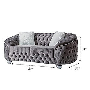 BEYAN Bursa Love Seats, Loveseat, Gray Velvet