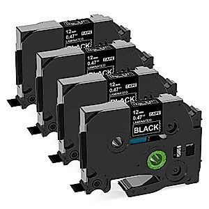 4 White + 4 Black Label Tape Replacement for Brother Ptouch TZe-231 TZe-335 TZ Tape 12mm 0.47 Laminated Tape