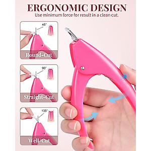 Clear Acrylic Nail Tips, MORGLES 500PCS French Clear Fake Half Cover Clear Nail Tips with Glue Nail File Nail Clipper Cuticle Fork for Nail Art