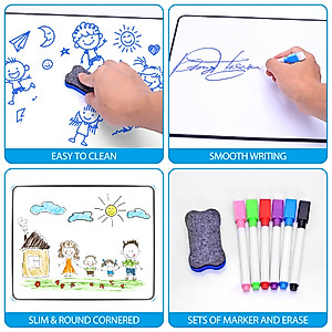 White Board Dry Erase - 14" X 11"，Dry Erase Board，Small White Board with 6 Markers（Double Sided Whiteboard）