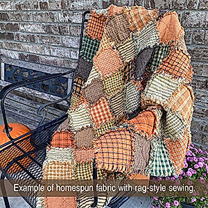 Autumn Pin Plaid Orange, Rust, Gold, Pumpkin Homespun Cotton Plaid Fabric by JCS - Sold by The Yard