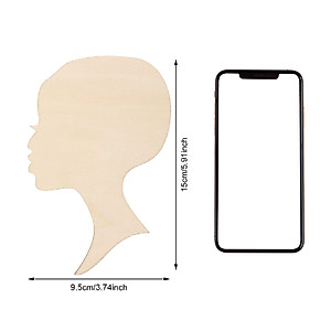 Jetec 8 Pieces African Woman Women Face with Lashes Silhouette Head Wood Decoration Pendant Unfinished Laser Cutting Cutout Shape Painting DIY Crafts Door Wall Hanging
