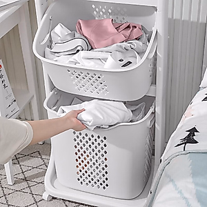 BAOKALER 4-Tier Laundry Hamper Sorter, Laundry Storage Organizer with Wheels Removable Rolling Laundry Baskets, Bathroom Cart for Dirty Clothes