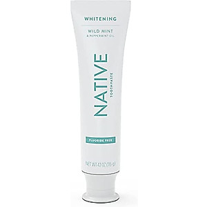 Native Toothpaste Made from Naturally-Derived Cleaners and Simple Ingredients That Safely Whitens Teeth, 4.1 oz, Wild Mint Fluoride Free - 1 Count