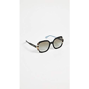 Prada Heritage PR 16US KHR0A7 Black Azure Spotted Brown Plastic Square Sunglasses Grey Gradient Lens