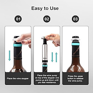 EZBASICS Wine Saver Vacuum Stoppers Set of 6, Black