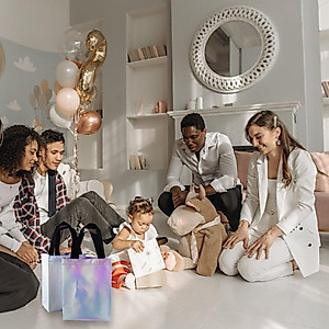 Abvsdu 12PCS Iridescent Gift Bags, 8x4x10 Inch Reusable Holographic Gift Bag with Handle - Perfect for Gift Bags, Birthday Gift Bags, Party Gift Bags