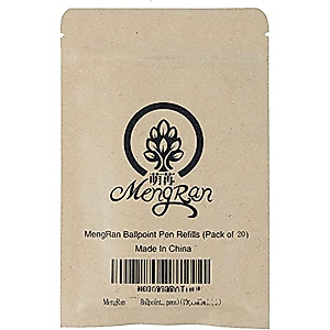 MengRan 3.9'' Parker Compatible Ballpoint Pen Refills, Medium Point, Metal G2 Pen Refill, Black Ink Pen Refills,Pack of (20)