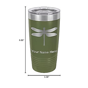 LaserGram 20oz Vacuum Insulated Tumbler Mug, Dragonfly, Personalized Engraving Included (Camo Green)
