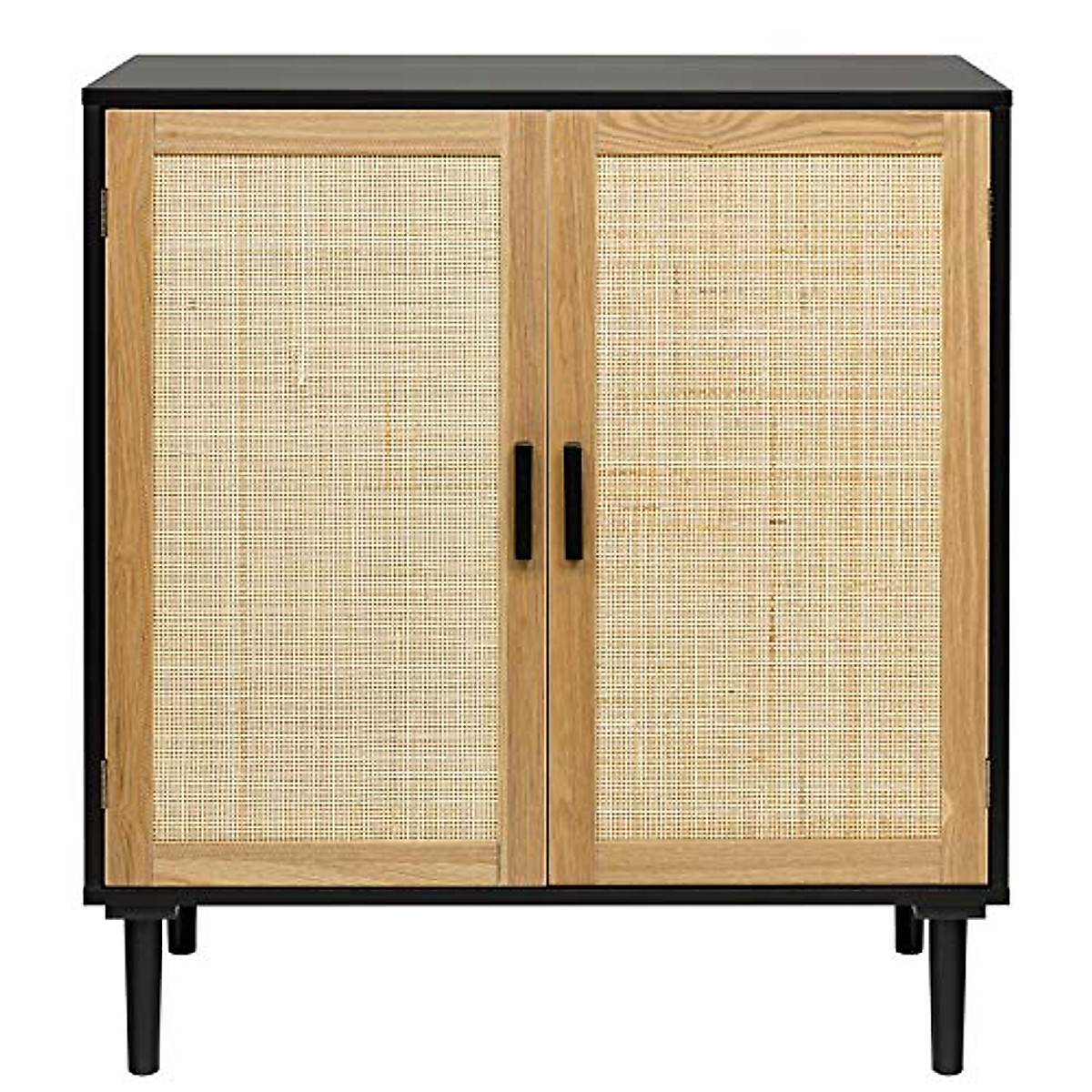 Finnhomy Sideboard Buffet Cabinet, Kitchen Storage Cabinet with Rattan Decorated Doors, Liquor Cabinet for Bar, Dining Room, Hallway, Cupboard Console Table, Accent Cabinet, 31.5X 15.8X 34.6 Inches