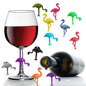 Wine Charms Glass Markers12 Pcs Flamingo Wine Markers Flamingo Party Decorations Animal Goblet Marking Silicone Wine Glass Marking Label