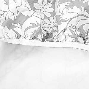 Vinyl Picnic Tablecloths and Bench Covers, Waterproof Wipeable Picnic Table and Bench Seat Covers with Elastic Edges for Outdoor Patio Park, Gray Flower Flannel Backed Lining, 72 Inch 3 Piece Set