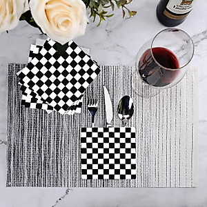 40Pcs Checkered Flag Napkins Race Car Birthday Party Supplies Disposable Racing Party Napkins Black and White Dessert Paper Napkins for Baby Shower Racing Themed Party Decorations Favors