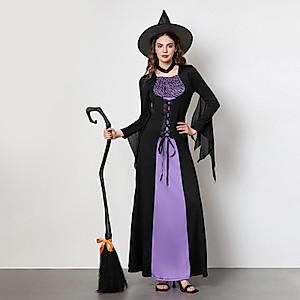 Halloween Witch Broom with Ribbons for Kids Flying Wicked Prop Witches Broomstick Cosplay Party Dress Up Costume (Black B, 130cm*25cm)
