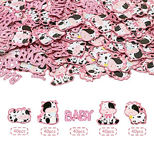 Cheereveal 200pcs Cow Confetti for Baby Shower, Cow Baby Shower Decorations Girl Pink, Cow Print Confetti for Tables Farm Animal Party Supplies