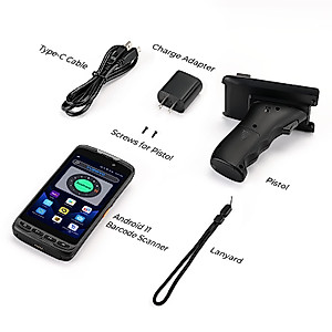 Android 11 9000mAh Barcode Scanner with Pistol Grip IP65 Rugged PDA Handheld with Zebra SE4710 Scanner, NFC 3G 4G Bluetooth GPS Wi-Fi QR 1D 2D Barcode Scanner, Removable Battery