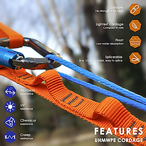 emma kites 100% UHMWPE Braided Cord Heavy Duty Abrasion Resist. Low Stretch Utility Cord for Kites Surfing Whoopie Rigging Spearfishing Kayak Survival Repair, Black 1/8"(Dia.) 2200Lb 50Ft Spool