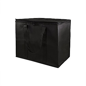 Houseables Insulated Bags, Reusable Groceries Tote, Thermal Shopping Bag, 3 Pack, Black, 16" x 13" x 9", Extra Large (XL), Refrigerated Grocery Delivery, Hot, Cold, Frozen Foods Cooler, With Zipper
