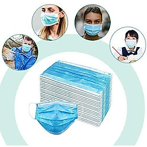 Perynt [Pack of 2000] Blue Disposable Face Masks Protective 3-Ply Breathable Comfortable Nose/Mouth Coverings for Home & Office Elastic Ear Loop 3-Layer Safety Shield for Adults/Kids. Bulk Face Mask.