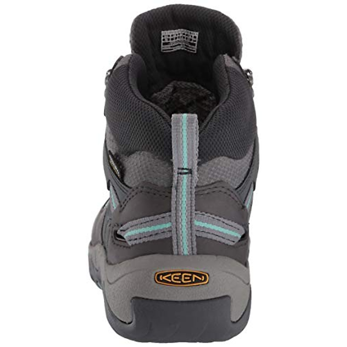 KEEN Women's Steens Mid Height Leather Waterproof Hiking Boots, Steel Grey/Ocean Wave, 11