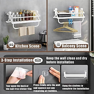 Towel Rack, Towel Bar for Bathroom，Towel Rings，Wall Mount Heavy Duty Storage Thicken Stainless Steel Modern Home Decor Towel Rod for Kitchen Bedroom(Black,Rodded 60cm/23.62in)