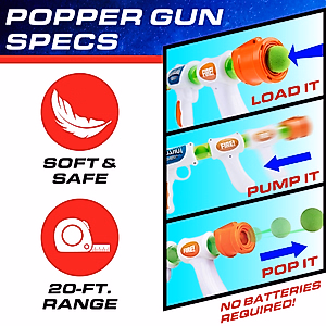 USA Toyz Astroshot Gemini Shooting Games for Kids - 2pk Soft Foam Ball Popper Toy Foam Blasters and Guns, 2-Player Toy Guns Set with Standing Shooting Target and 24 Soft Foam Balls