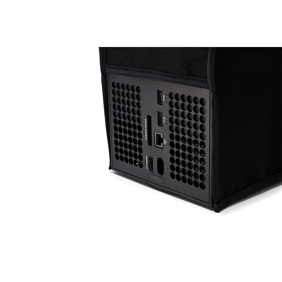 Dust Cover for XBox Series X by Foamy Lizard – THE ORIGINAL MADE IN U.S.A. TexoShield premium ultra fine soft velvet lining nylon dust guard with back cable port (Vertical)