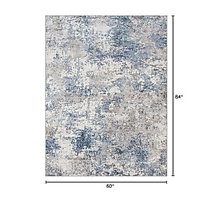 Area Rug Living Room Rugs: 5x7 Indoor Soft Fluffy Rug Abstract Carpet for Bedroom Kitchen Dining Room Floor Washable Plush Throw Large Accent Rug Home Office Nursery Decor - Gray/Blue