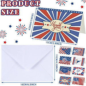 Ctosree 160 Sets Patriotic Thank You Cards with Envelopes Include 160 Pcs Bulk American Flag Notecards with 160 Pcs White Envelopes American Flag Greeting Cards for Veterans Memorial Independence Day