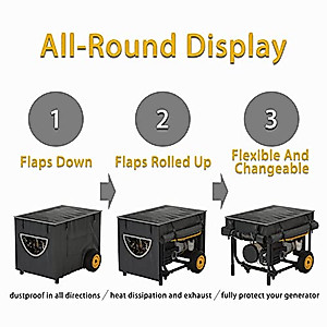 GEHENG Runtime Generator Cover, 100% Waterproof Generator Cover, Double Layer Design, All Weather Use, Extra Heavy Duty 600D Water Resistant Polyester Tarp, 32"x24"x24", Tear-resistant, black.