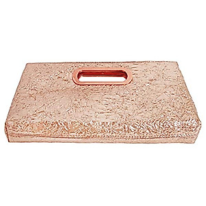 Crushed Metallic Top Handle Clutch, Rose Gold