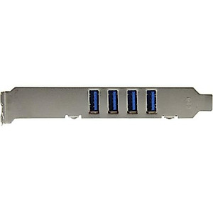 StarTech.com 4 Port PCI SuperSpeed USB 3.0 Adapter Card with SATA/SP4 Power, Quad Port PCI USB-A 3.0 (5Gbps) Controller Card, Red, Windows Only , TAA (PCIUSB3S4)