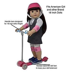 THE NEW YORK DOLL COLLECTION 18" Doll Scooter & Helmet Set - 18in Dolls Accessories Doll Bike Accessories Play Set and Doll Helmet (Scooter+Helmet)
