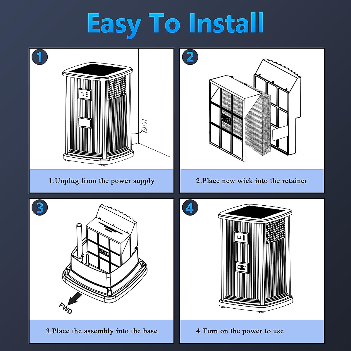 Funmit 1043 Super Humidifier Wick Filter Replacement for Essick Air AIRCARE EP9500, EP9700, EP9800, EP9R500, EP9R800, 821000, 826000, 826800, 831000 and Bemis Space Saver 800 8000 Humidifiers