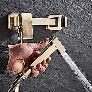 icVantA Shower System Antique Bronze Bidet Shower Faucets Brass Hygienic Shower Spray Airbrush Tap Hot & Cold Mixer Toilet Spray Bidet ShowerRound Model，Square Model