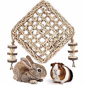 Bissap Seagrass Protector Mat with Treats, Rabbit Chews and Play for Bunny Chinchilla Guinea Pigs or Other Rodent Pets Hanging Chewing Toys