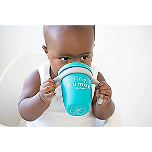 Bella Tunno Happy Sippy Cup – Transition Sippy Cups for Baby 6 Months and Older, Baby and Toddler Sippy Cups with Removable Handles and Non-Toxic, BPA Free Silicone, Tiny Human, 8 oz