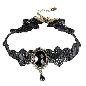 ALAIX Lace Choker with Faux Pearl Sexy Rock Style Vintage Necklace for Women and Girls Black