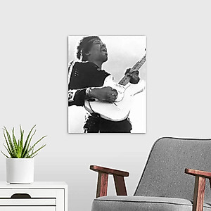 GREATBIGCANVAS Jimi Hendrix (1942-1970), American Canvas Wall Art Print, Guitar Home Decor Artwork, 16"x20"x1.5"